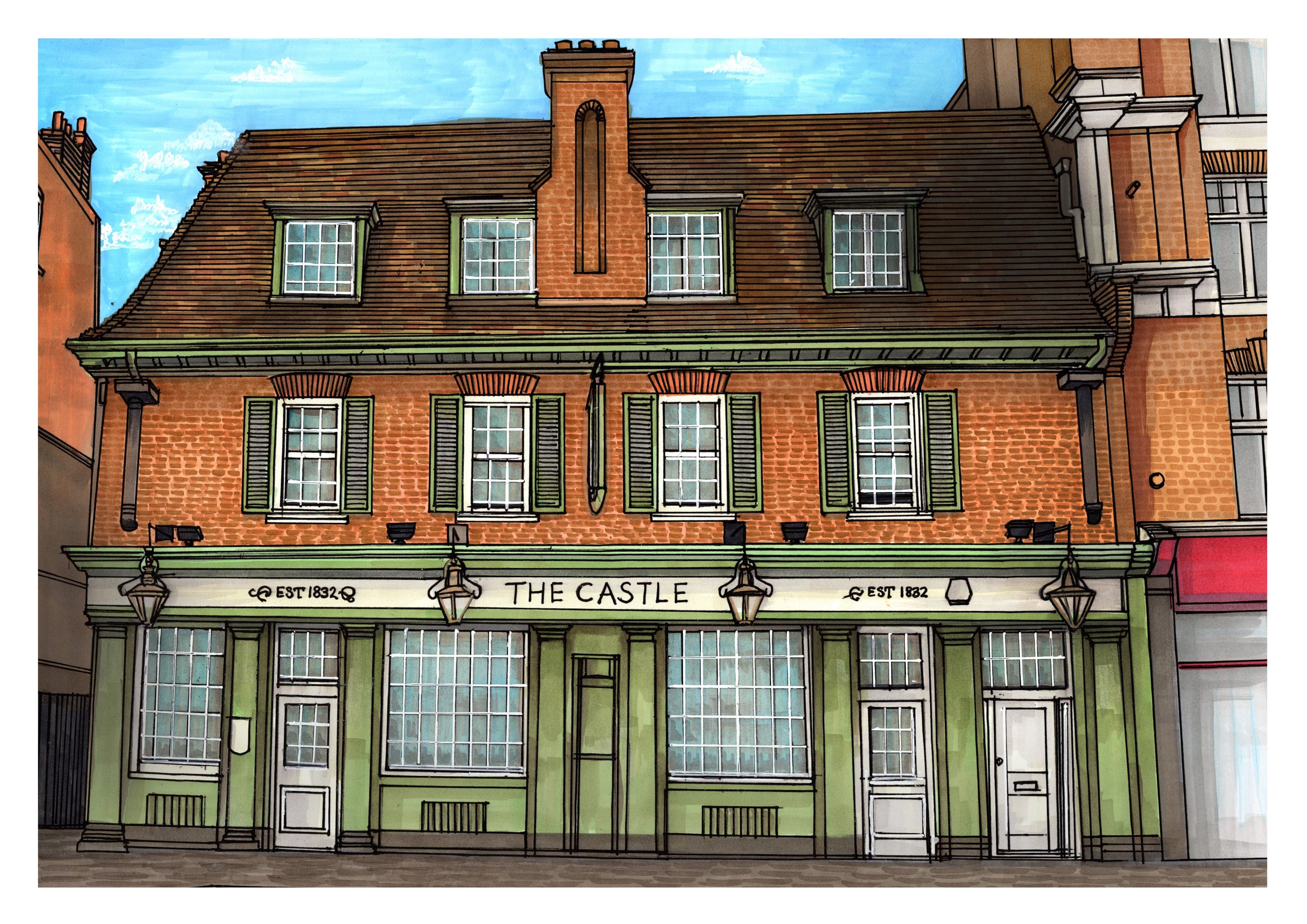 The Castle Pub, Tooting Broadway, South London - Etsy 日本