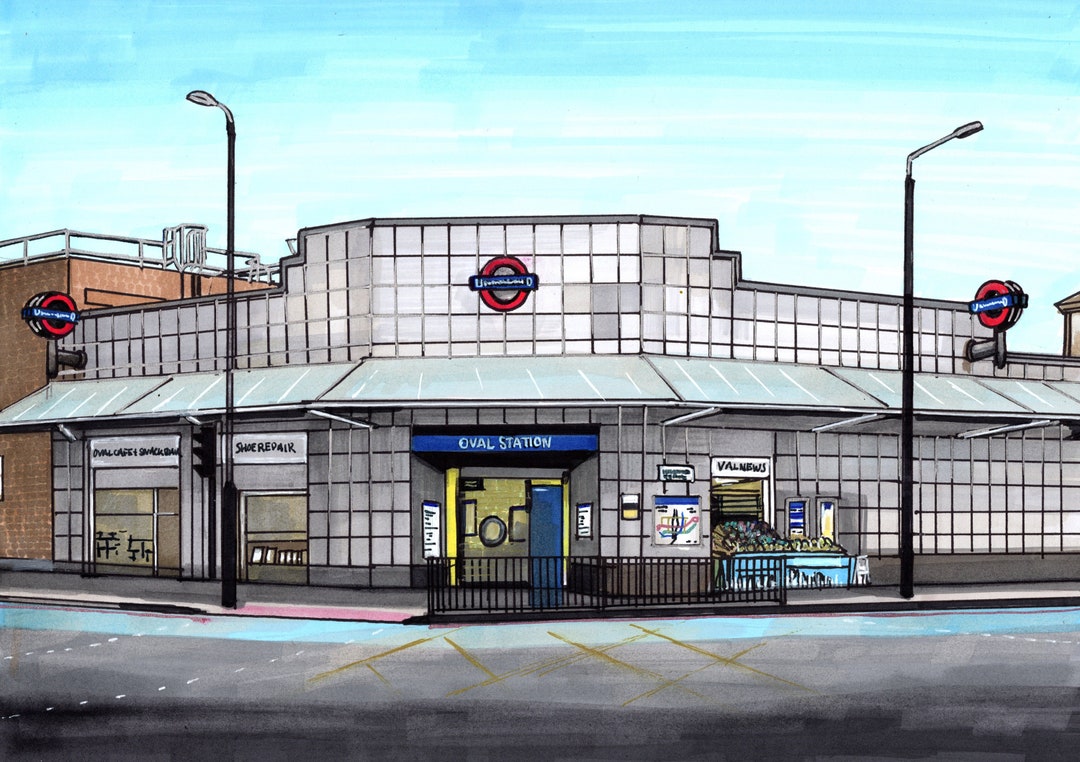 Illustration of Oval Underground Station, Northern Line, South London ...