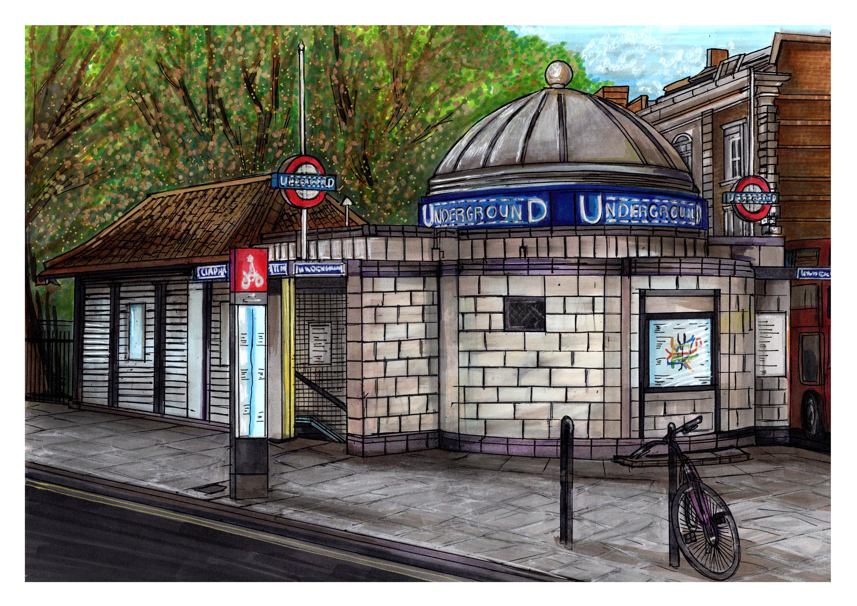 Illustration of Clapham Common Underground Station, Northern Line ...