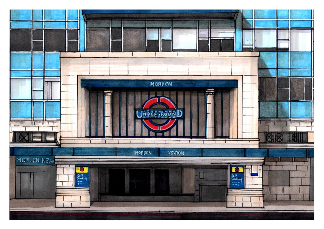 Illustration Print of Morden Underground Station, Northern Line, South ...