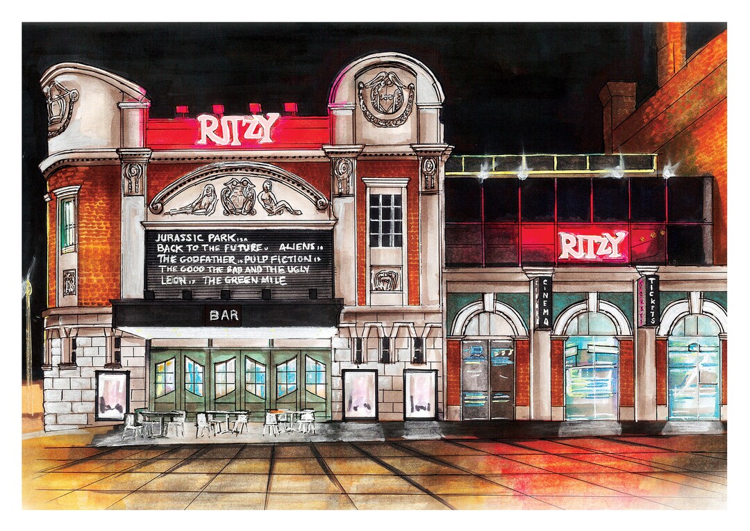 Illustration of the Ritzy Cinema, Brixton - Etsy