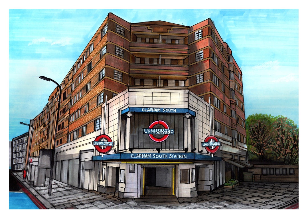 Clapham South Underground Station Northern Line Hand-drawn Illustration ...
