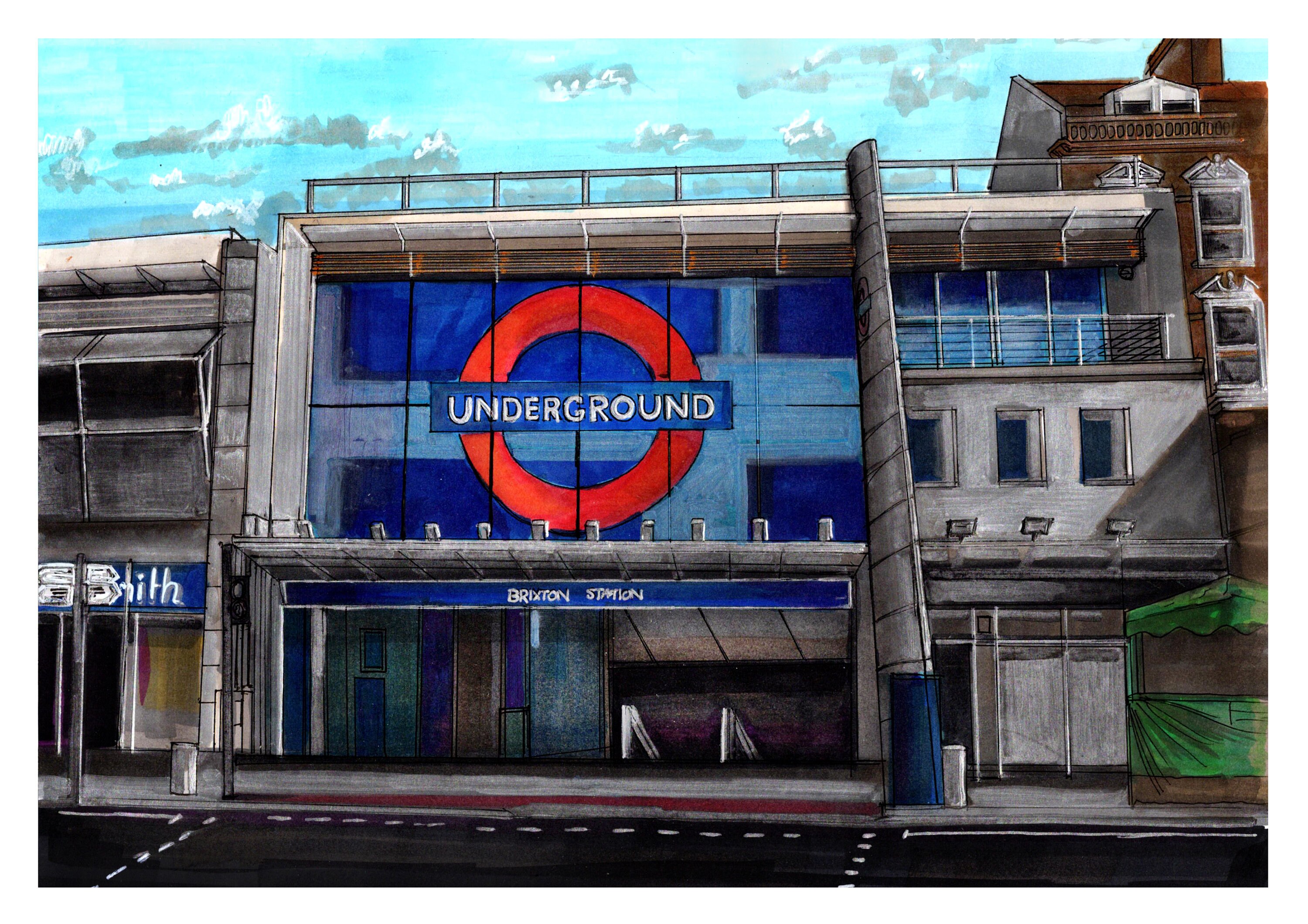 Illustration of Brixton Tube Station Victoria Line London - Etsy