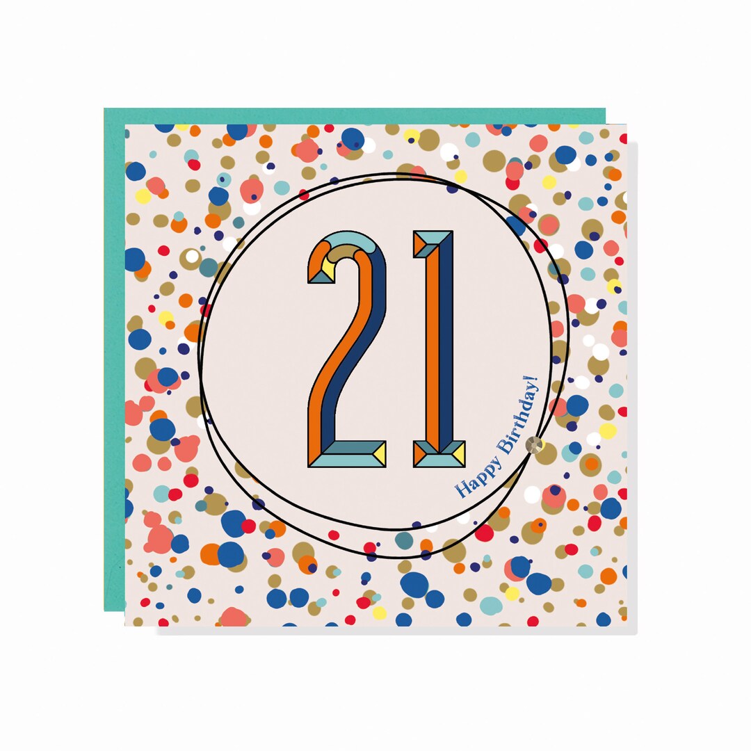 Age 21 Confetti + Sprinkles Birthday Card - Finished With Crystals - Etsy