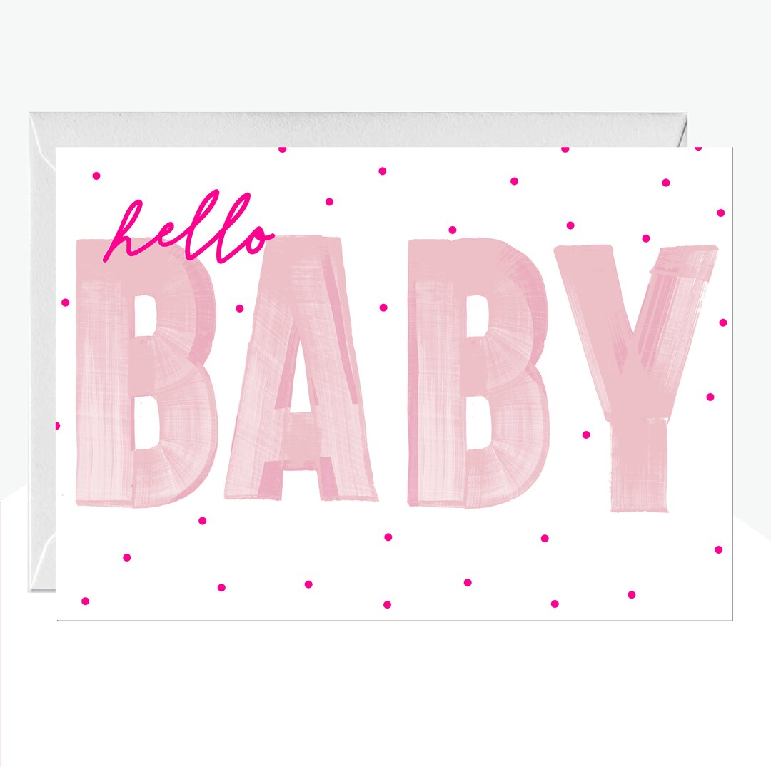 Neon Hello Baby Pink Card - Etsy