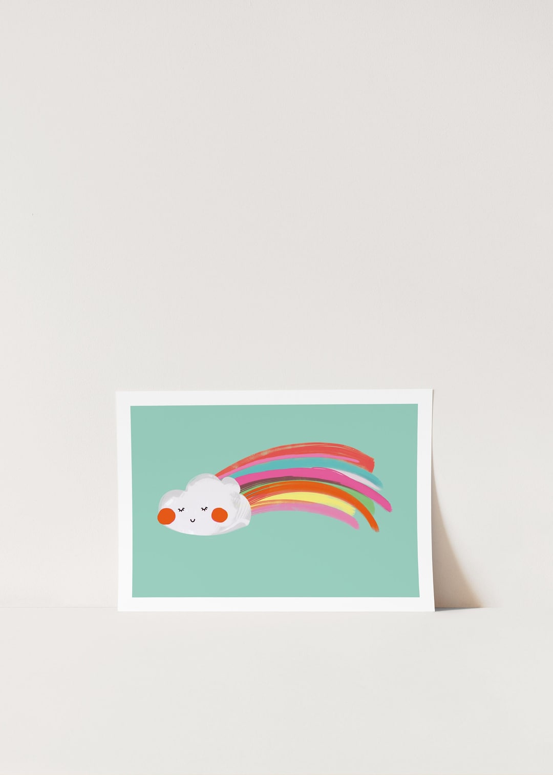 Neon Rainbow Cloud Children's Art Print - Fluorescent Ink - A4-A3 ...