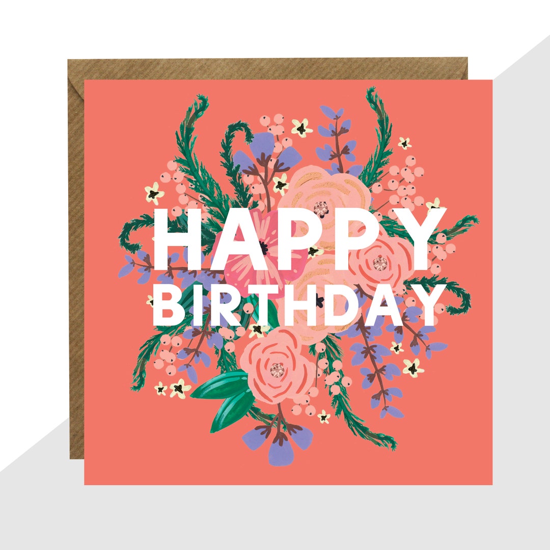 Lottie Simpson 'happy Birthday' Floral Card - Birthday Card - Finished ...