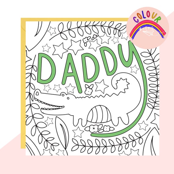 Lottie Simpson Colour Send 'daddy' Crocodile Card | Etsy UK