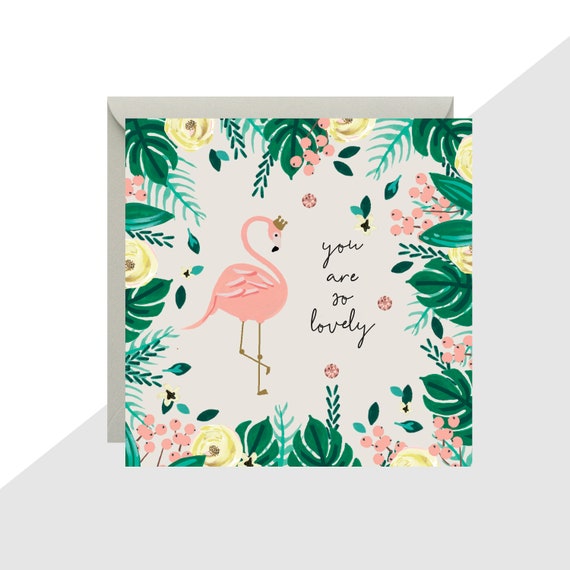 Lottie Simpson 'you Are so Lovely' Flamingo Mini Card | Etsy