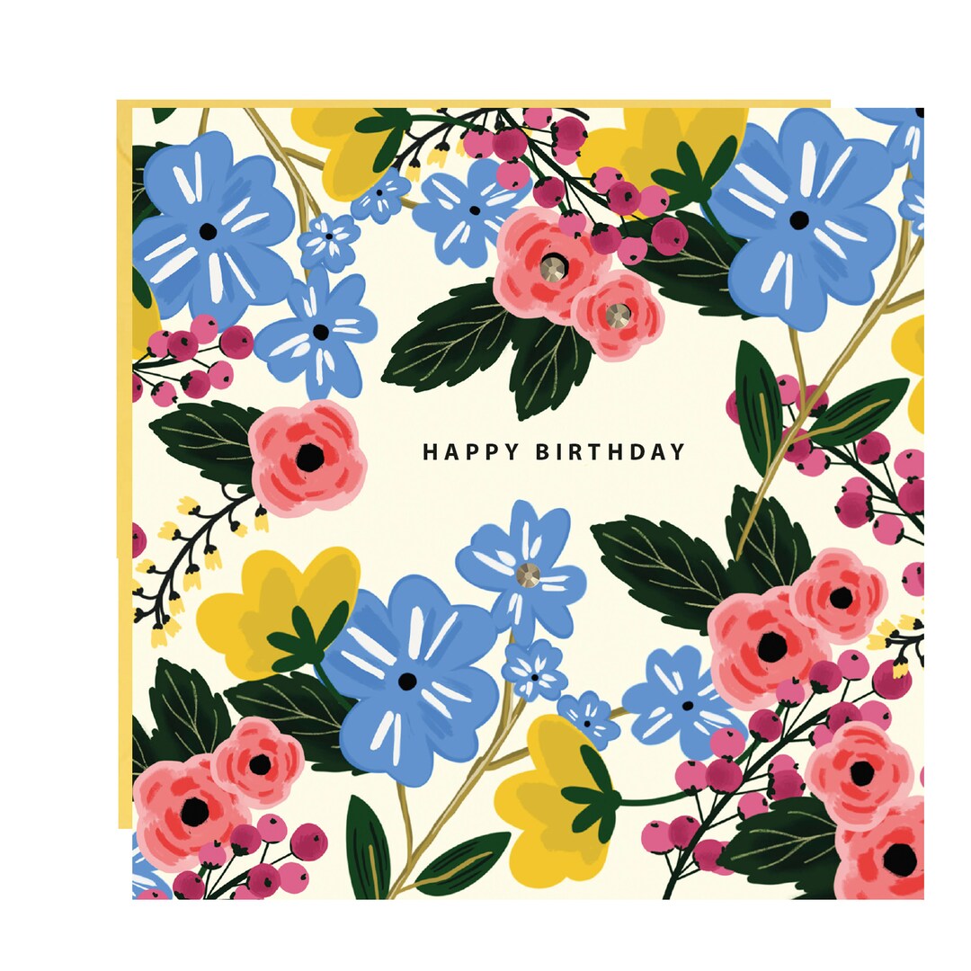 Happy Birthday Card - Birthday Card - Hand Finished With Crystals - Etsy