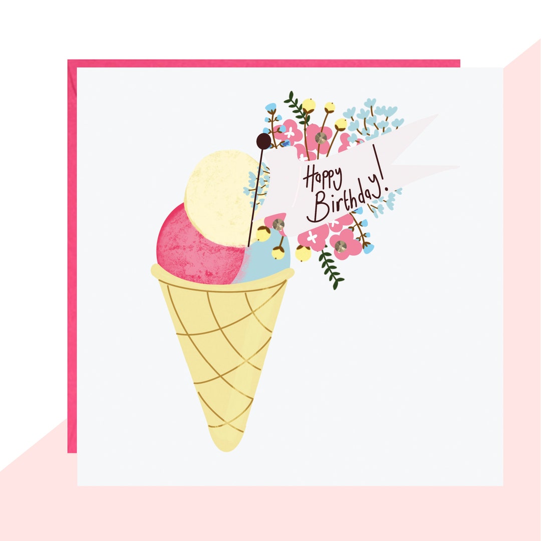 Lottie Simpson 'happy Birthday' Ice Cream Card Birthday Card Finished ...