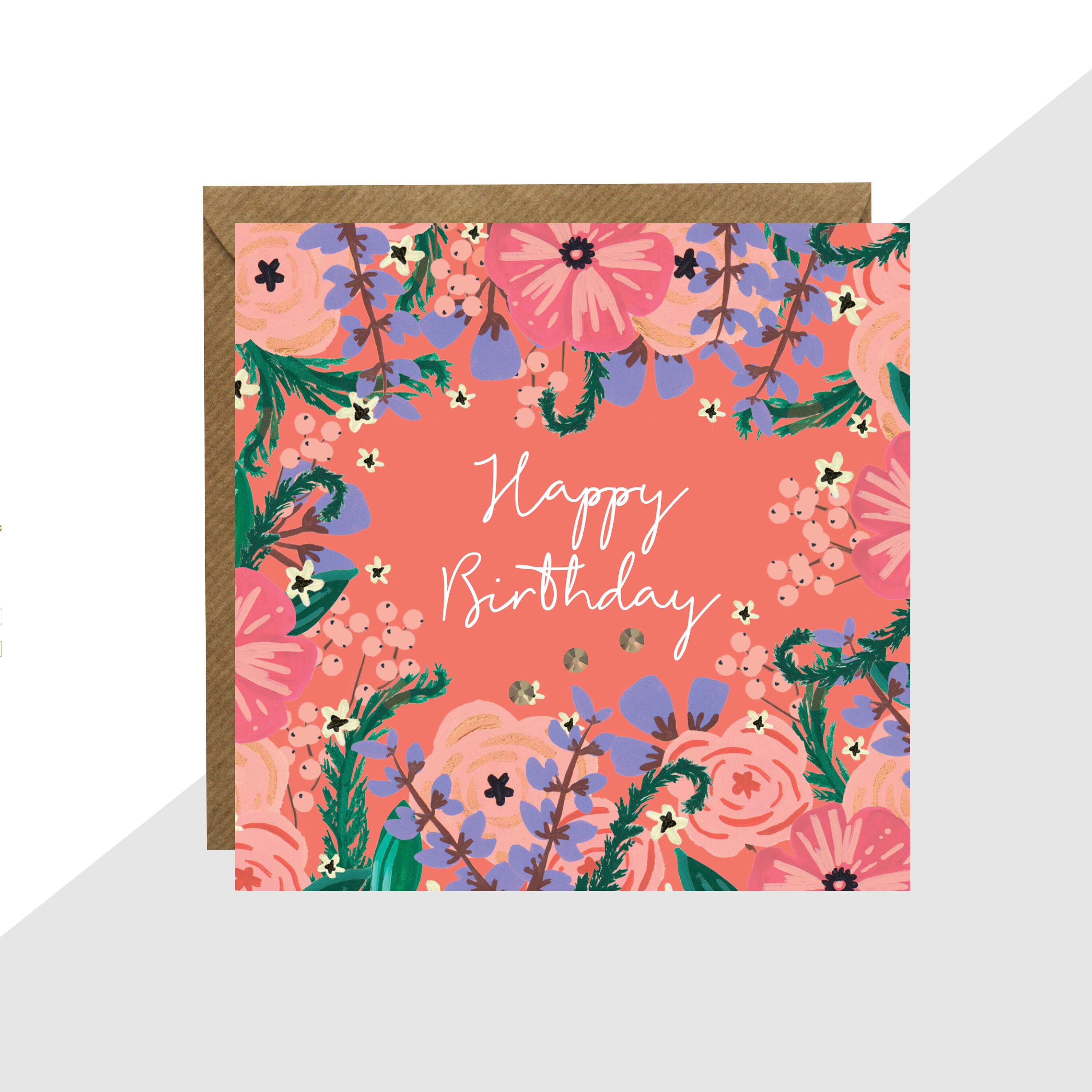 Lottie Simpson 'happy Birthday' Floral Mini Card - Birthday Card ...