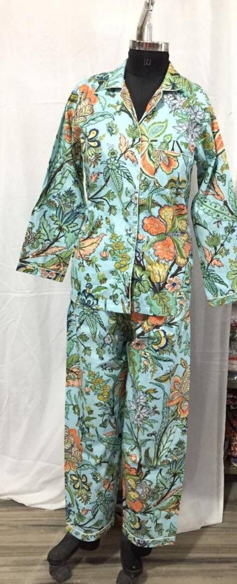 S Size Night shut Hand Block Print Pajama SetCotton Night | Etsy