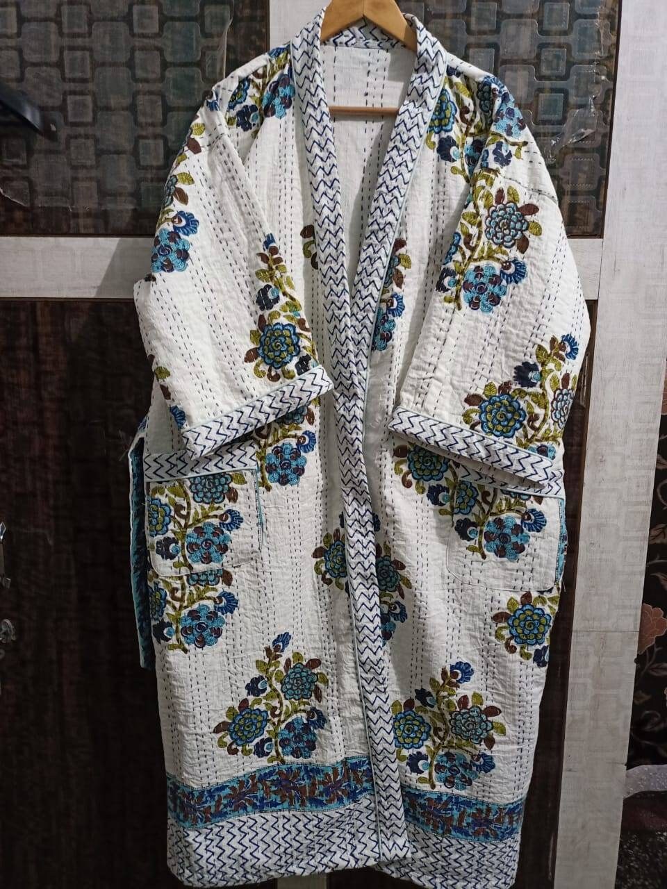 Kantha Work Floral Print Indian Kimono Robes Japanese Kimono - Etsy