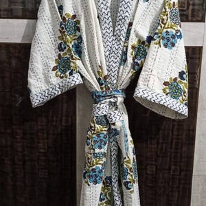 Kantha Work Floral Print Indian Kimono Robes Japanese Kimono Bridesman ...