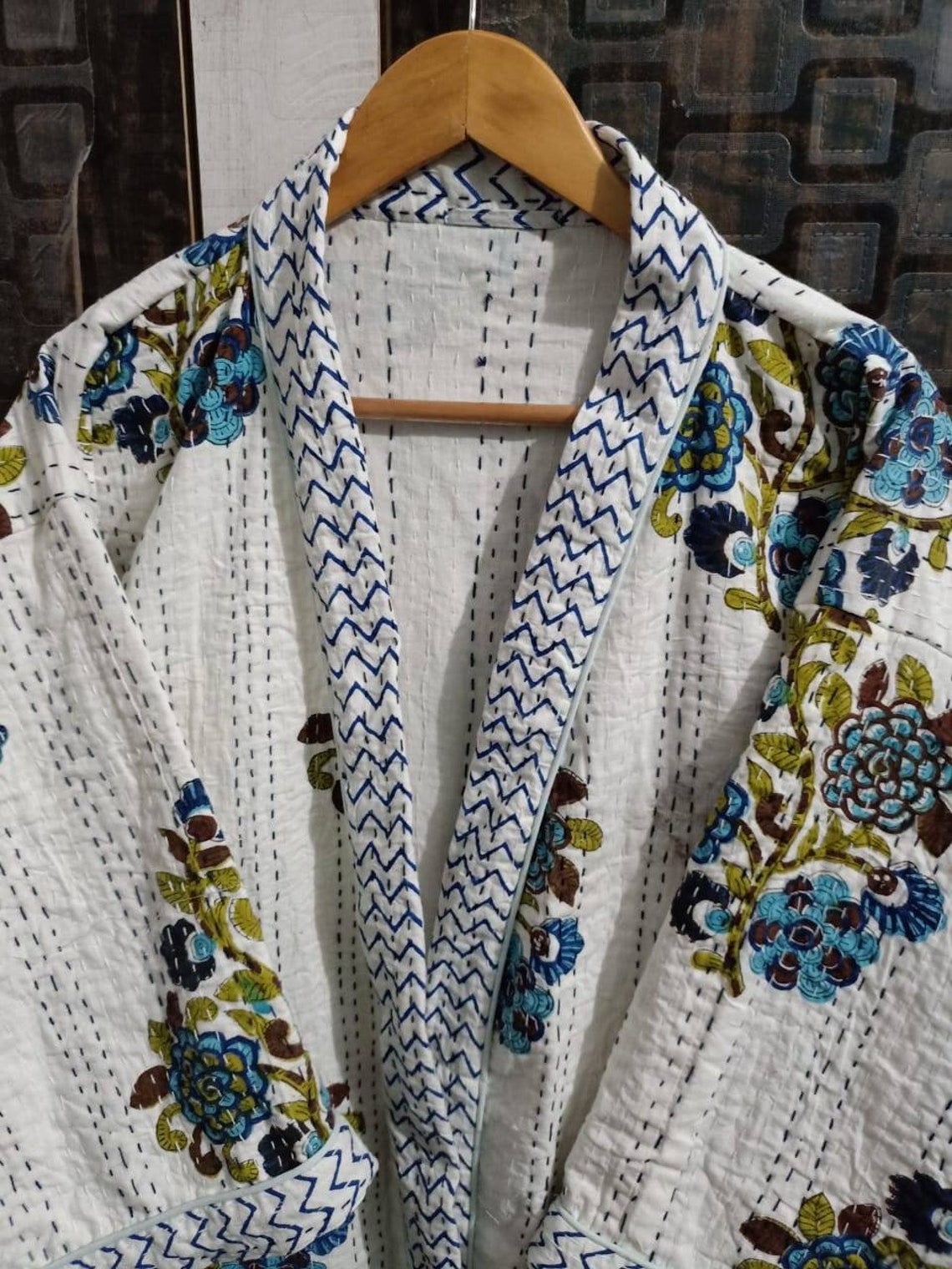 Kantha Work Floral Print Indian Kimono Robes Japanese Kimono - Etsy