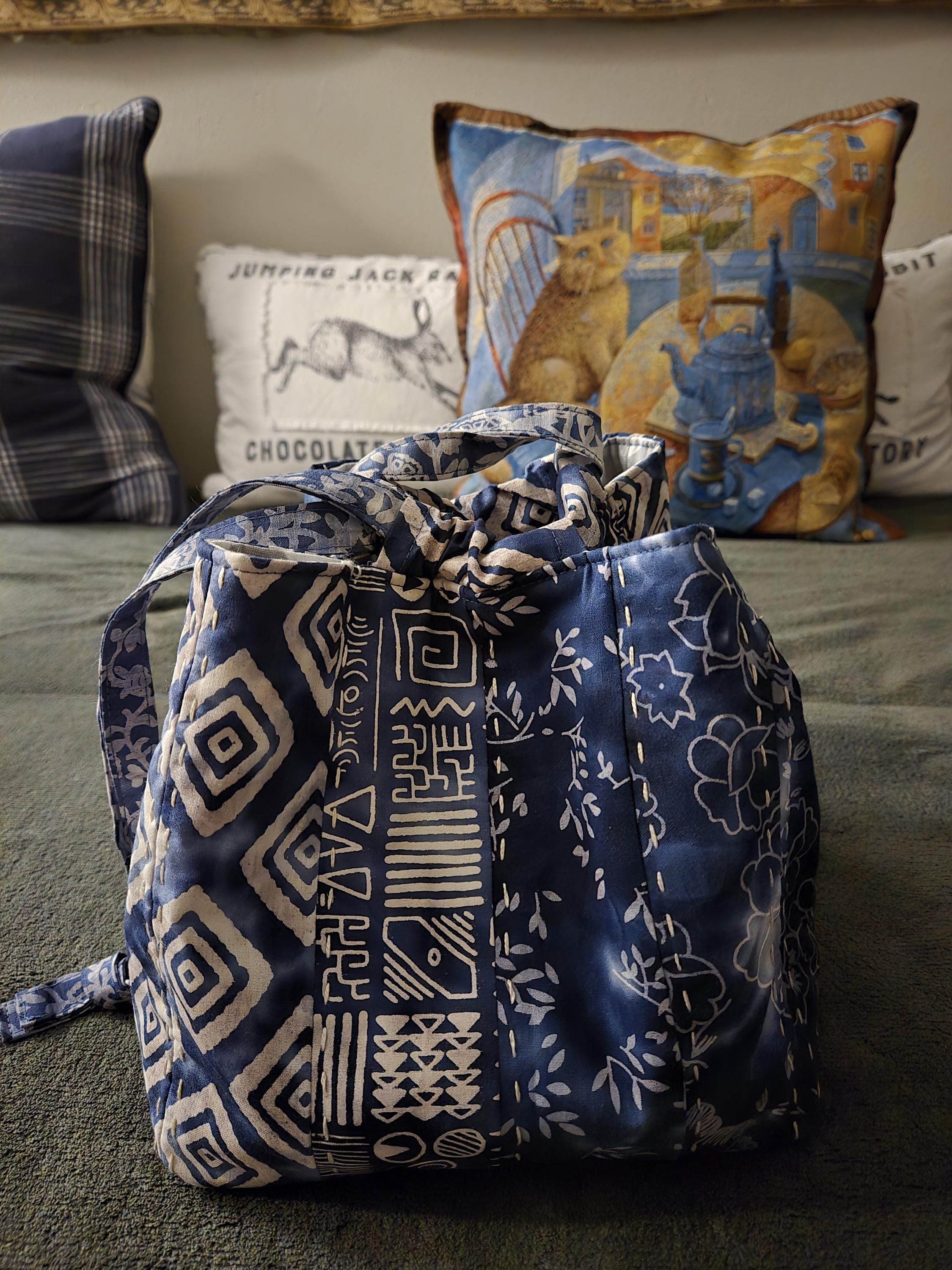 Japanese Rice Bag, Cotton Bag, Drawstring Bag, Patchwork Style Bag With ...