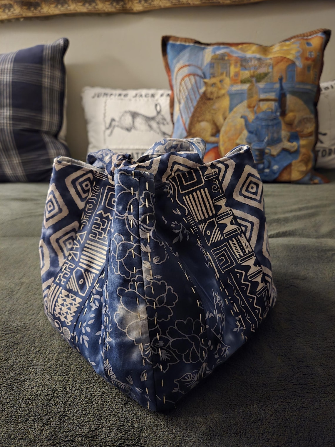 Japanese Rice Bag, Cotton Bag, Drawstring Bag, Patchwork Style Bag With ...