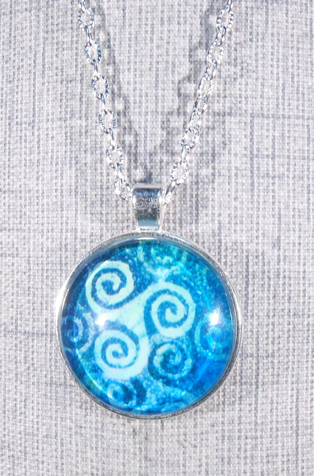 Blue Triskelion Round Pendant Necklace - Etsy