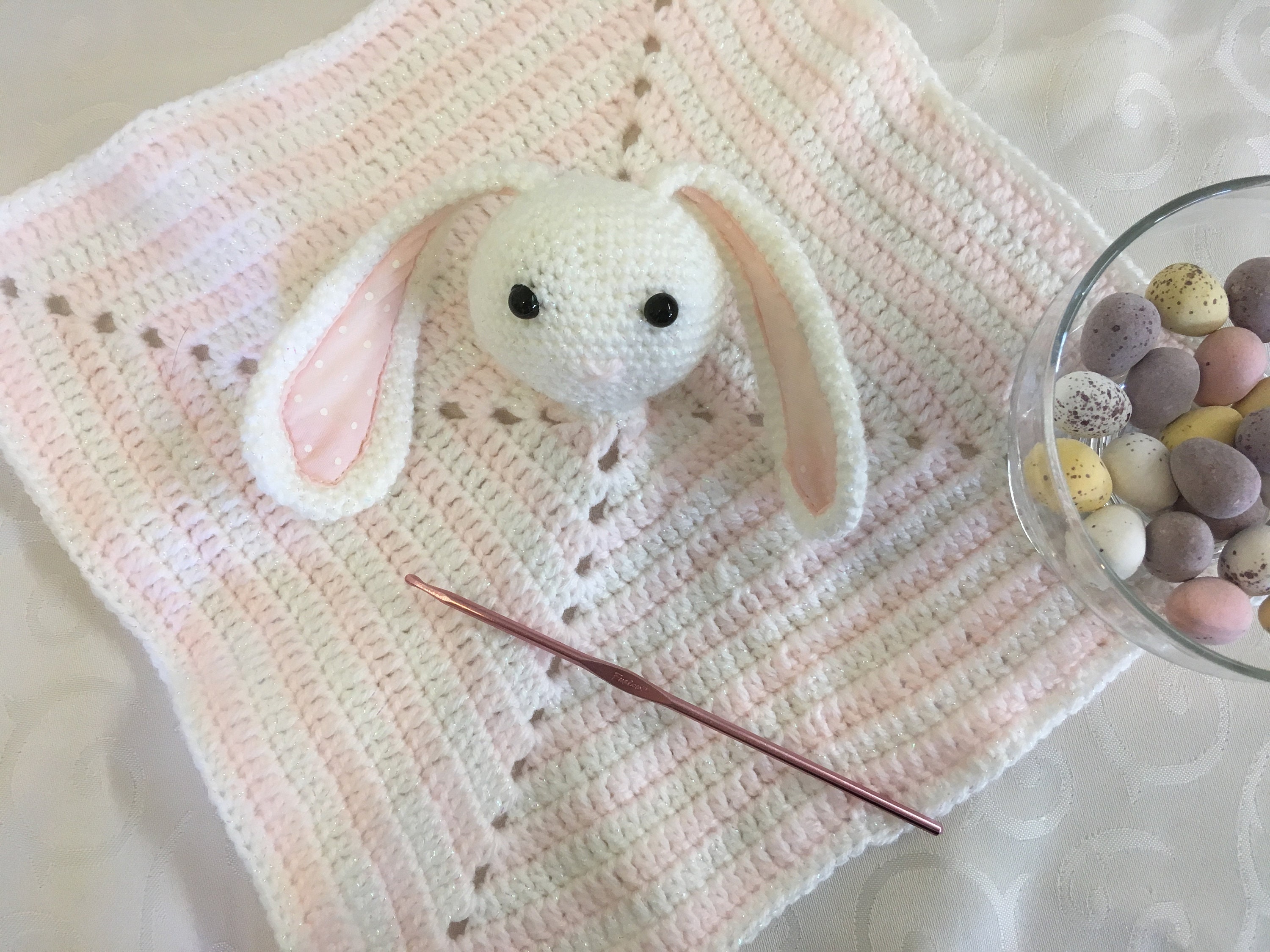 How to Crochet a Bunny Comforter Blanket Written Pattern UK & US ...