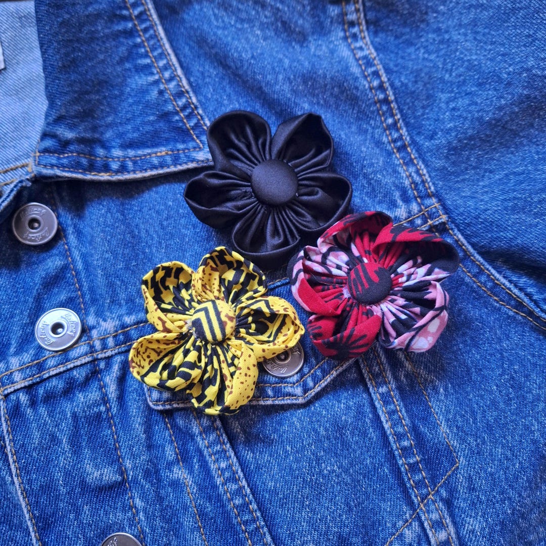 Flower Brooch Pin: Handsewn African Print Fabric Flower, Colorful ...