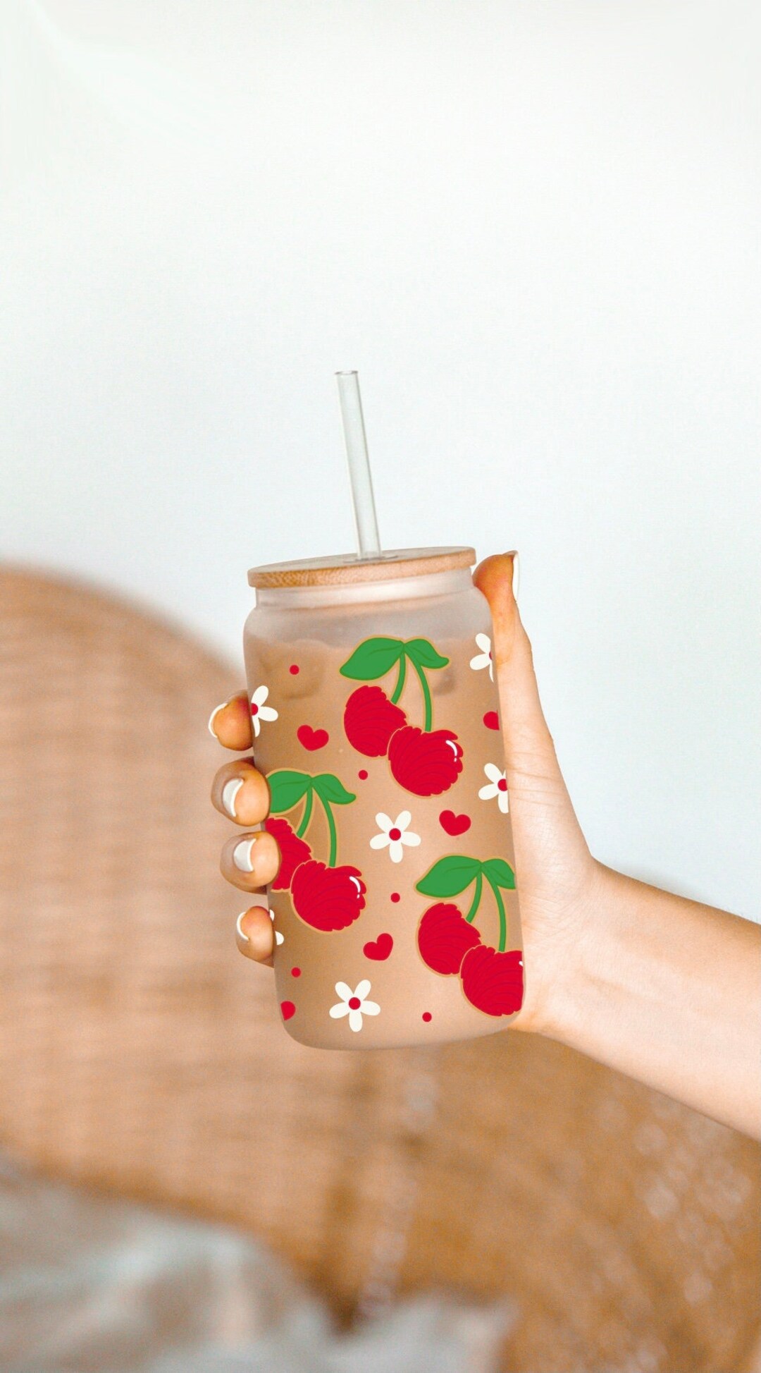 Cherries Cup, Fruit Mug, Coffee Mug, Cute Mug, Cherries, Iced Coffee Mug, Cherries Mug, Fruit ...