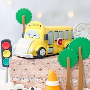 School Bus Cake Topper, School Bus Cake, Traffic Cone Cake Topper, Bus ...