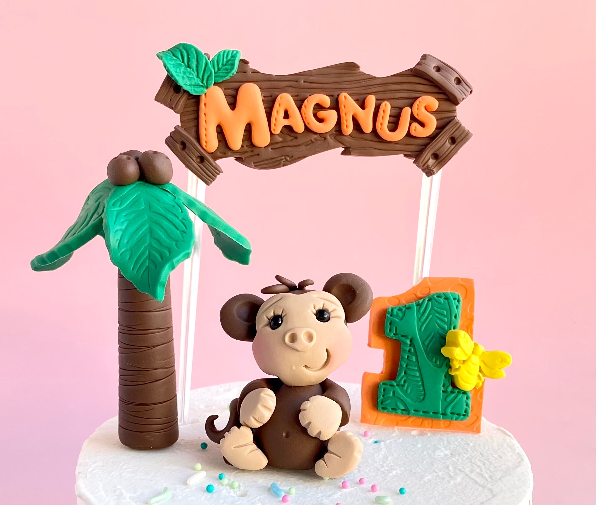 Monkey Cake Topper Safari Cake Topper Jungle Cake Topper - Etsy