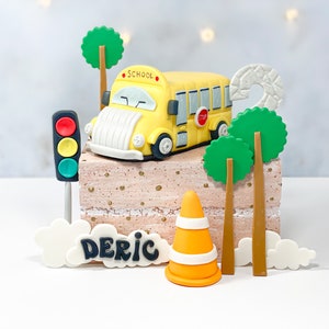 School Bus Cake Topper, School Bus Cake, Traffic Cone Cake Topper, Bus ...