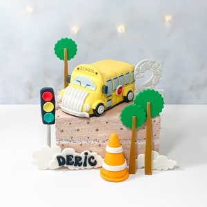School Bus Cake Topper, School Bus Cake, Traffic Cone Cake Topper, Bus ...