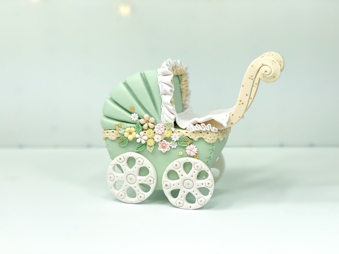 Baby Carriage Cake Topper, Stroller Cake Decoration, Baby Shower ...