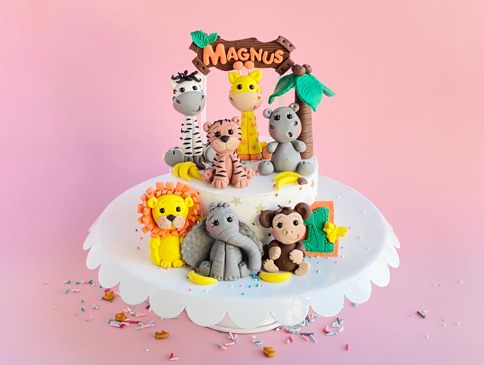 Jungle Cake Topper Safari Cake Topper Safari Animals Cake - Etsy
