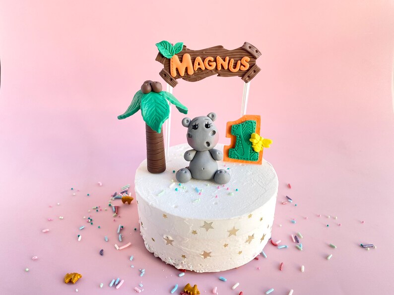 Hippo Cake Topper Baby Hippo Cake Topper Safari Cake Topper - Etsy
