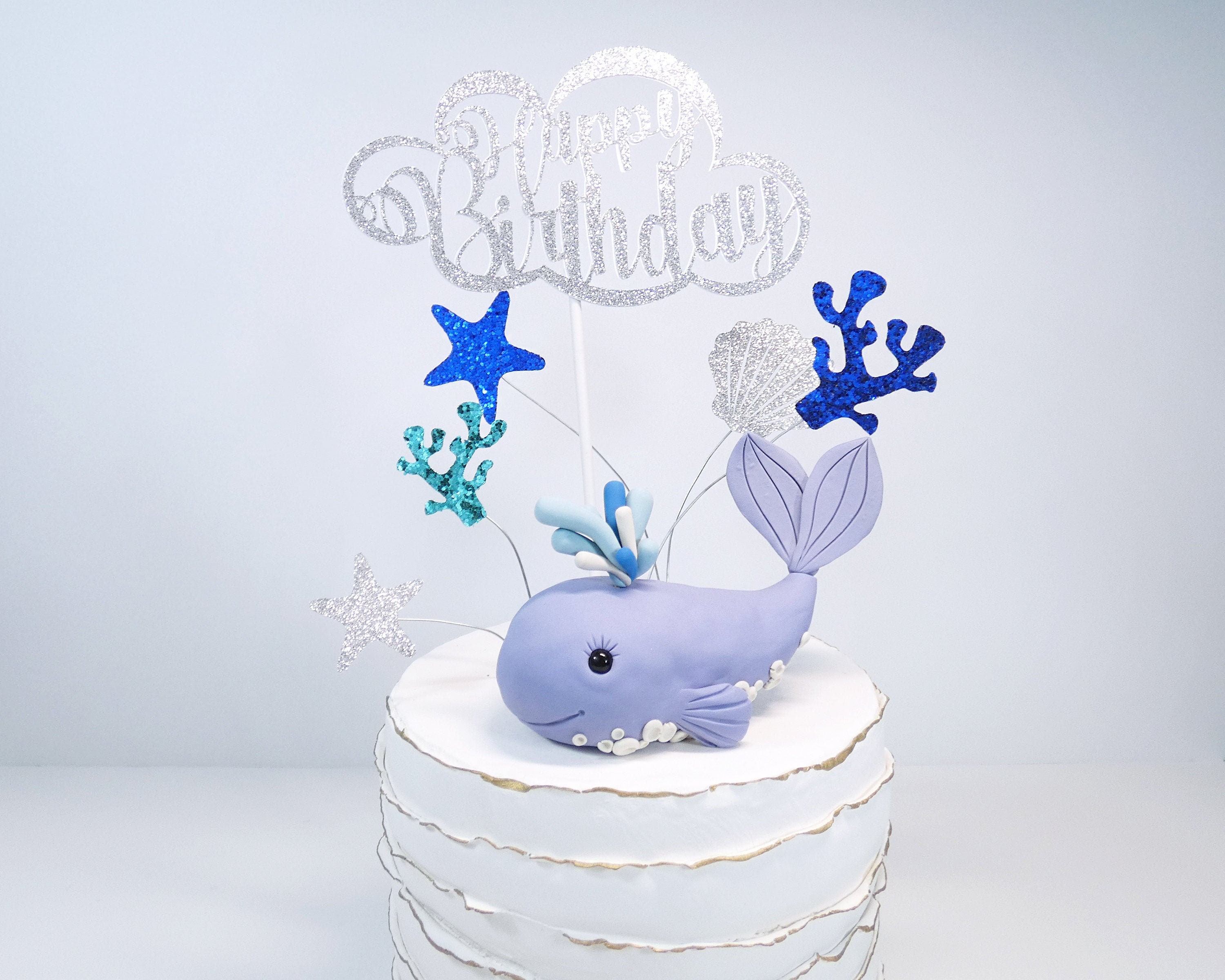 Whale Cake Topper Baby Whale Cake Topper Whale Birthday | Etsy