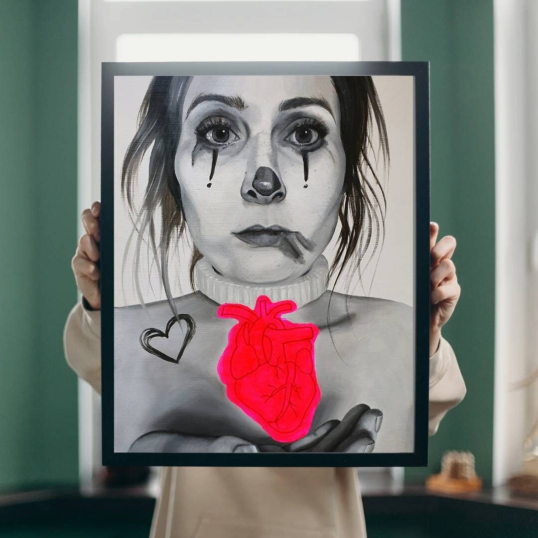 Art Print 'pierrot the Clown' Portrait Monochrome - Etsy Israel