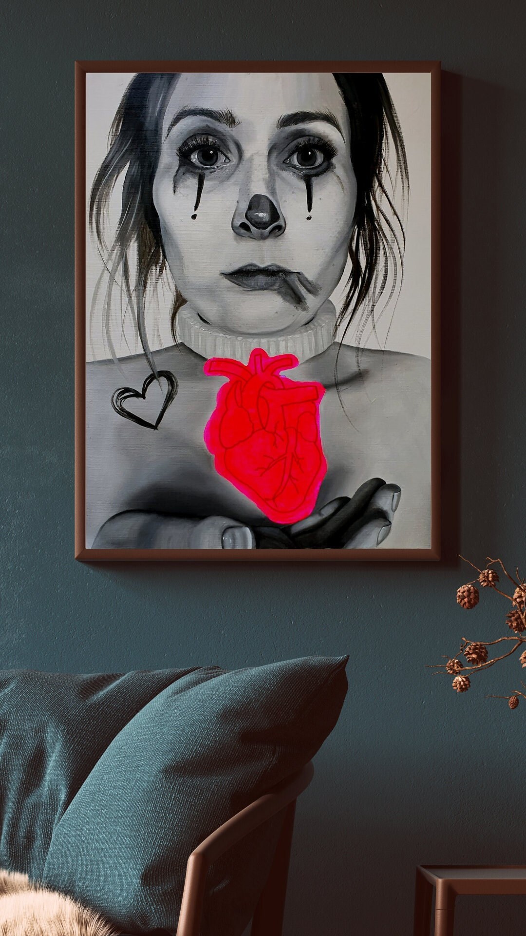 Art Print 'pierrot the Clown' Portrait Monochrome - Etsy Israel