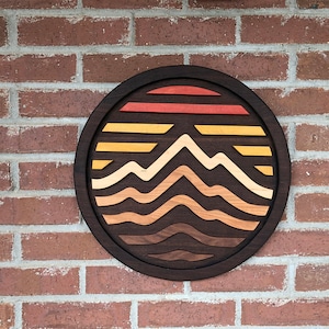 Wood Mountain Art Wall Sign, Rustic Nature Scenery Artwork, Natural ...