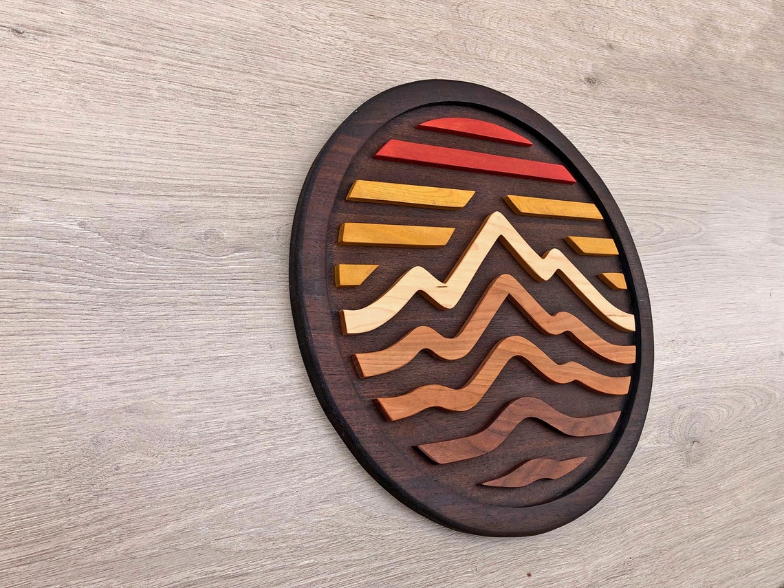 Wood Mountain Art Wall Sign Rustic Nature Scenery Artwork - Etsy