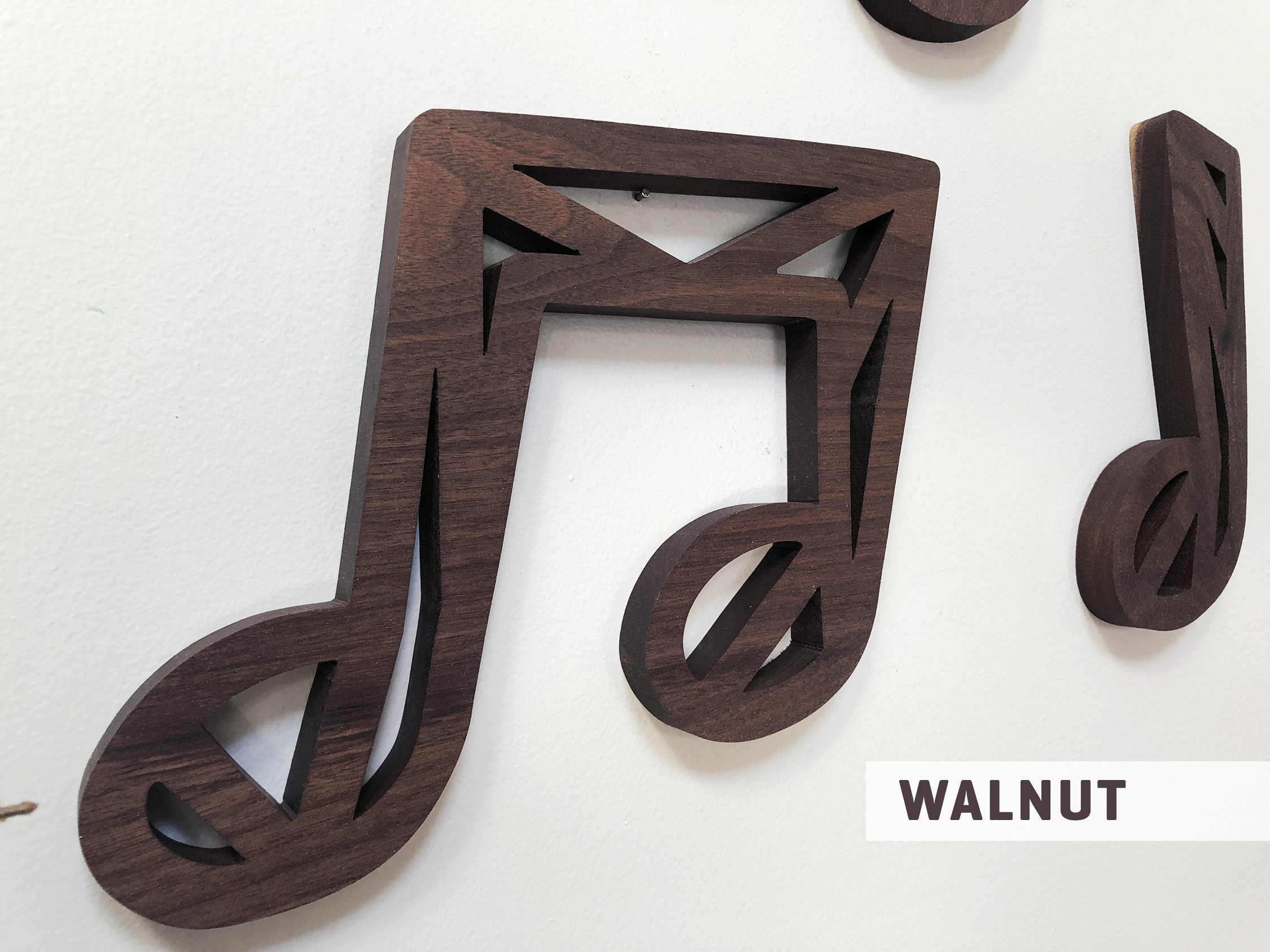 Handmade Wood Geometric Music Notes Set of Three Hardwood | Etsy