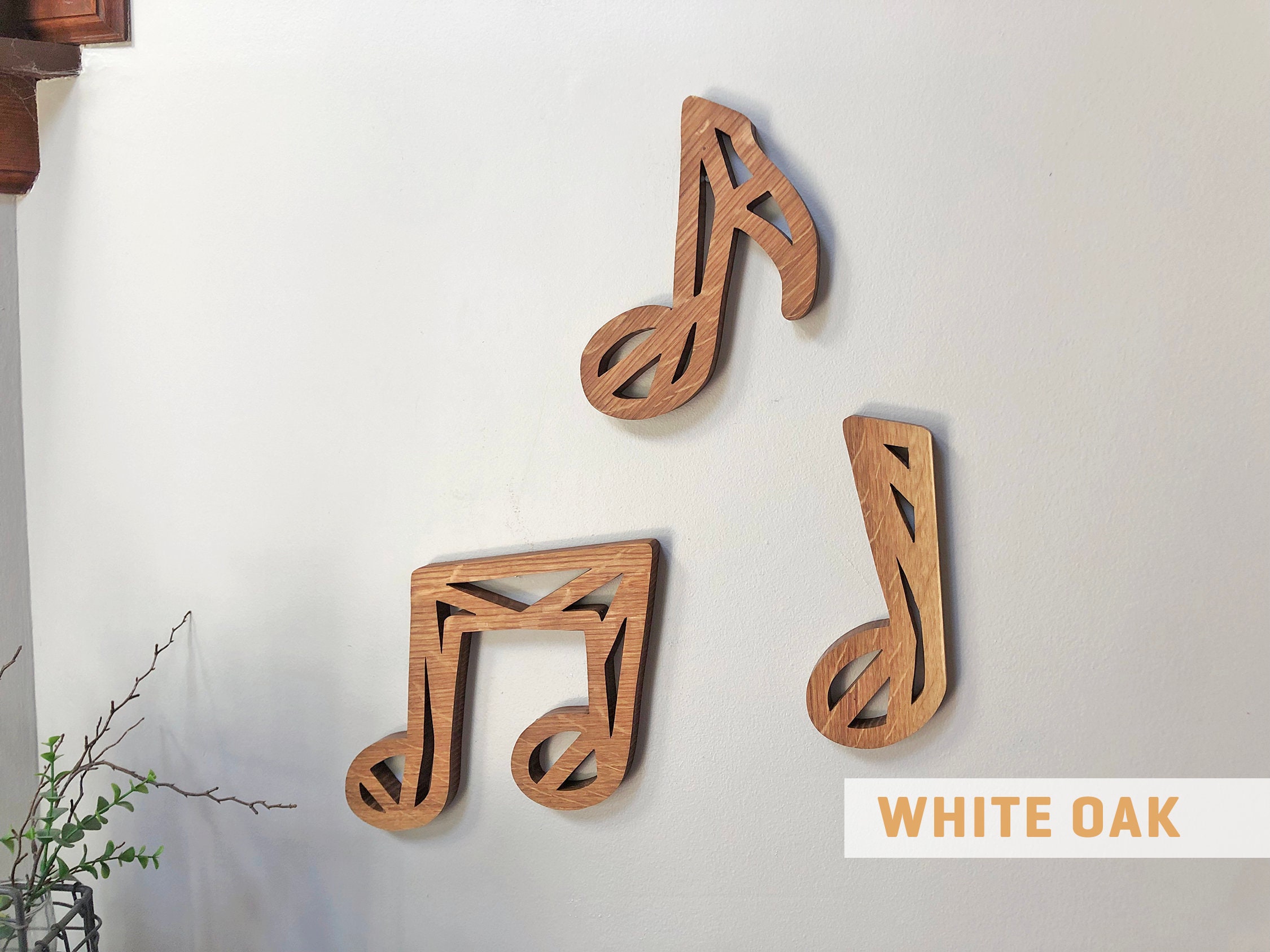 Handmade Wood Geometric Music Notes Set of Three Hardwood | Etsy