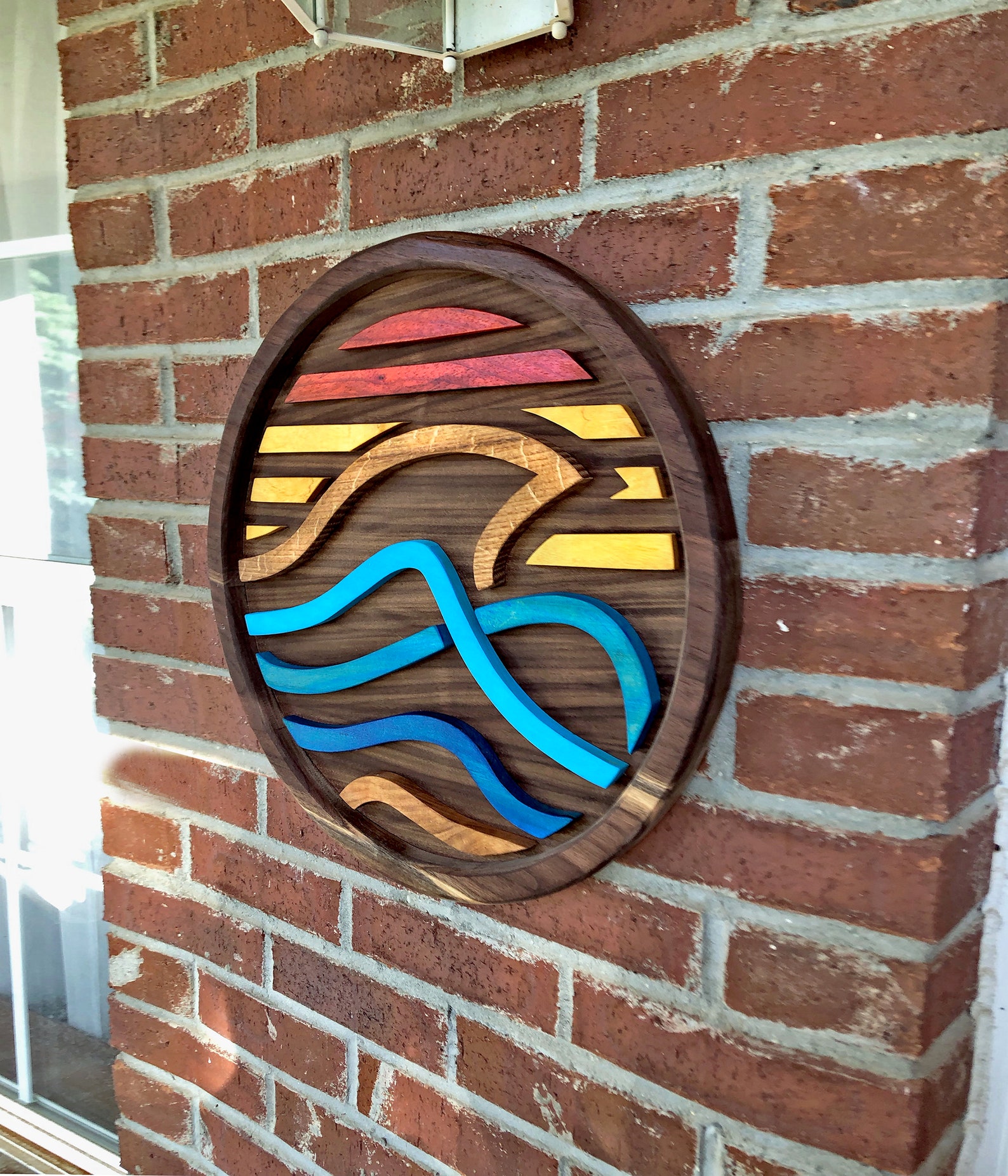 Wood Ocean Wave Art Wall Sign, Rustic Beach Sunrise Scenery Wall ...
