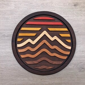 Wood Mountain Art Wall Sign, Rustic Nature Scenery Artwork, Natural ...