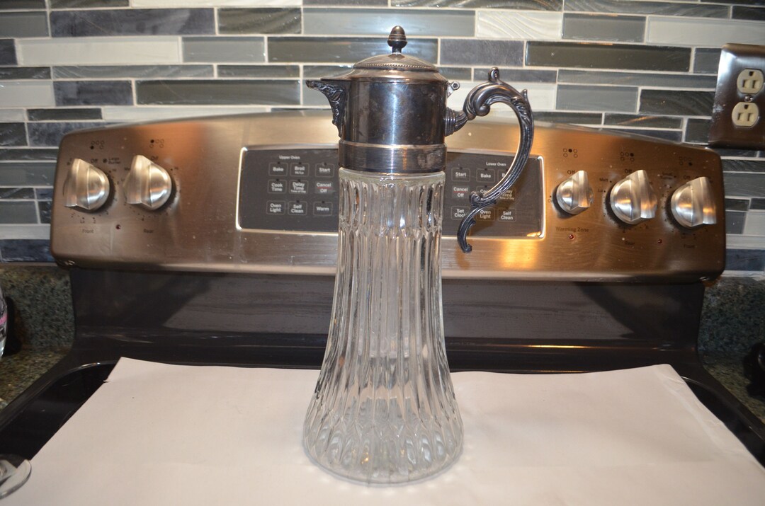 Tall Glass Pitcher With Silverplated Top - Etsy