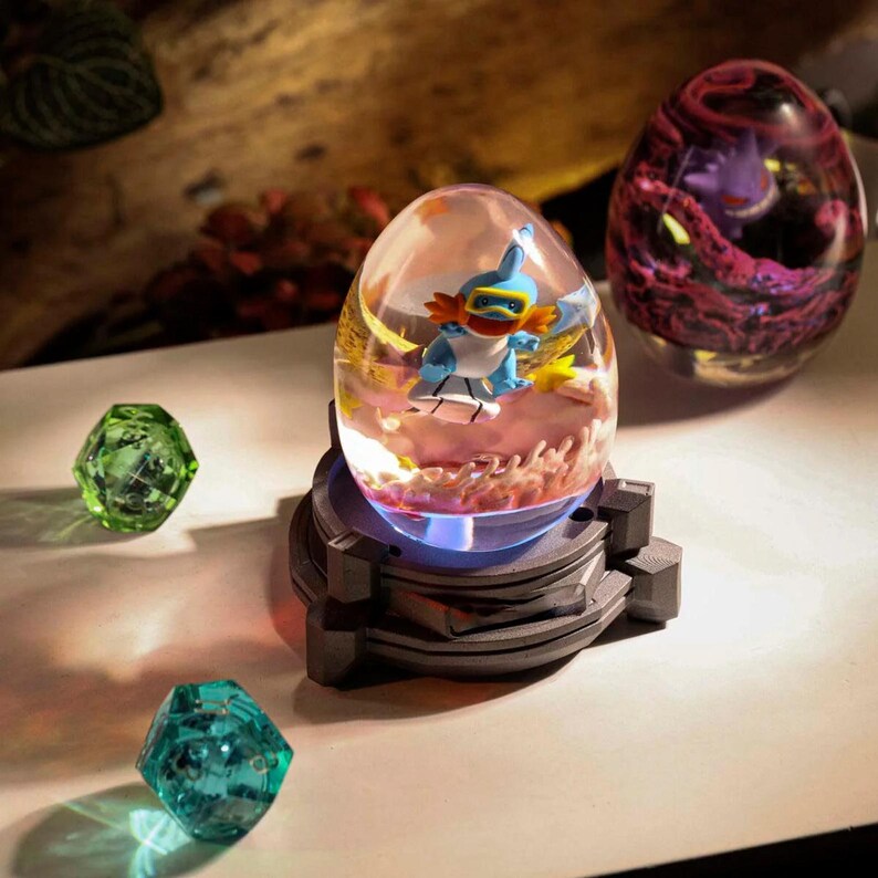 Pokemon Mudkip Epoxy Resin Egg Lamp Water Type Night Light Handmade ...