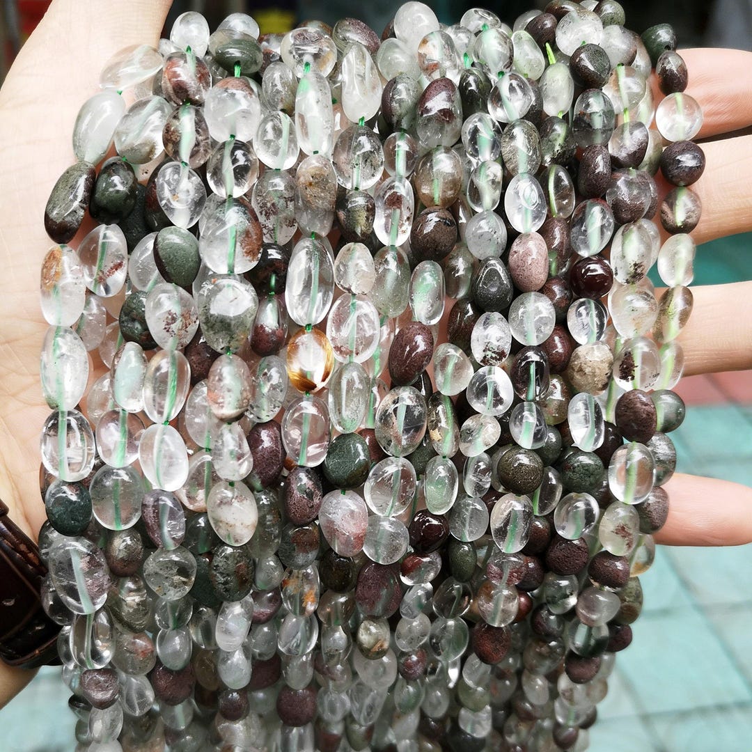 Natural Phantom Quartz Beads Strand Freeform Crystal Nuggets Bead 6mm ...