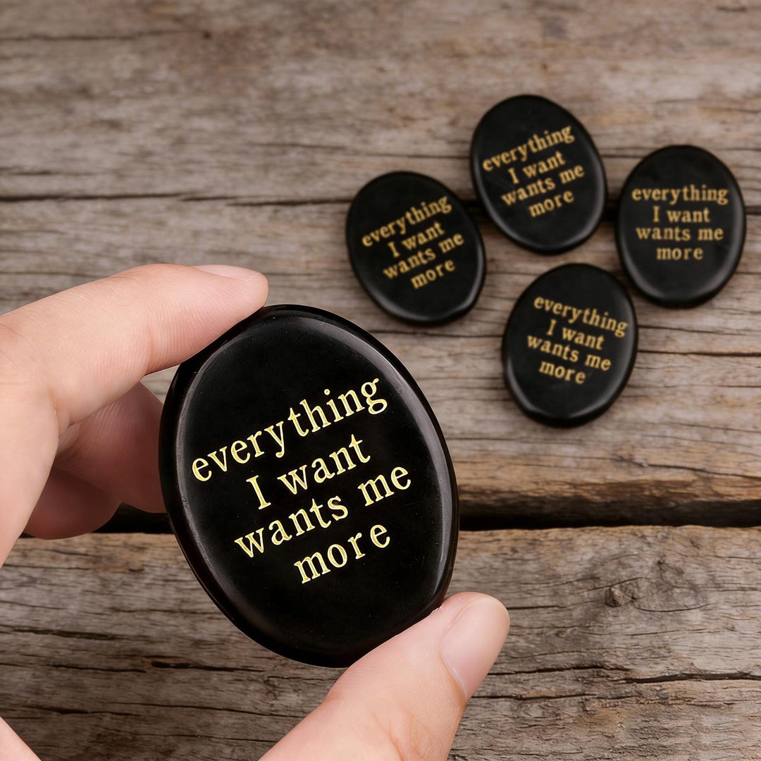 Gemstone Engraved Words Everything I Want Wants Me More Inspirational ...