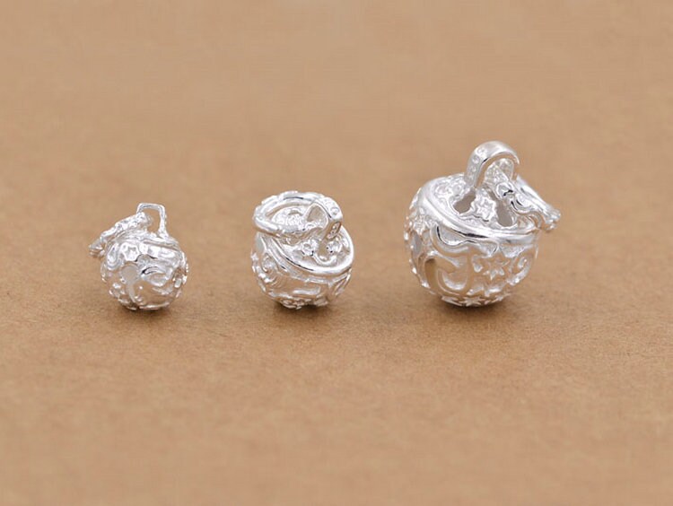 Sterling Silver Bells Jingle Bell Charms With Bails Jumping Rings 8mm ...