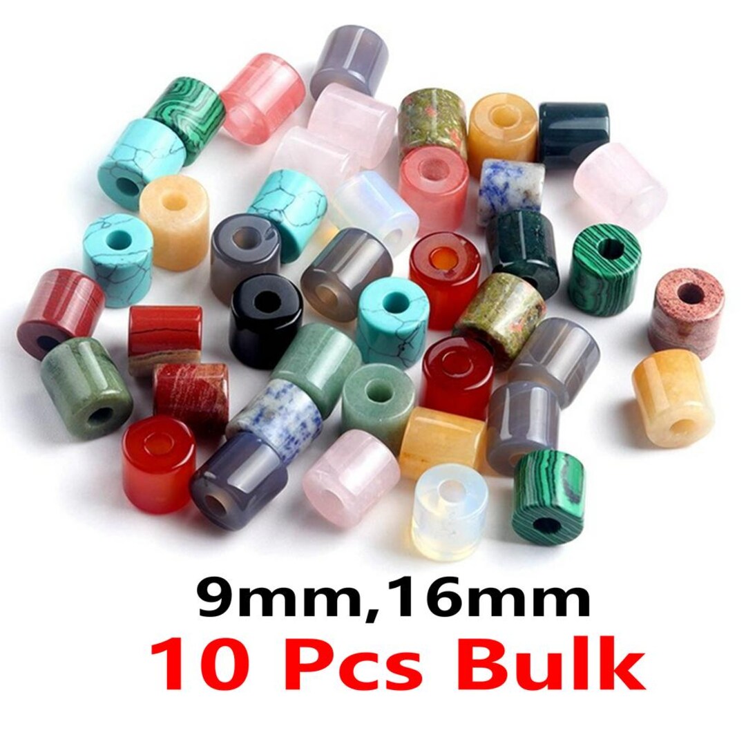 10 Crystal Cylinder Beads Lot Assorted Gemstone Large Hole Beads Bulk ...