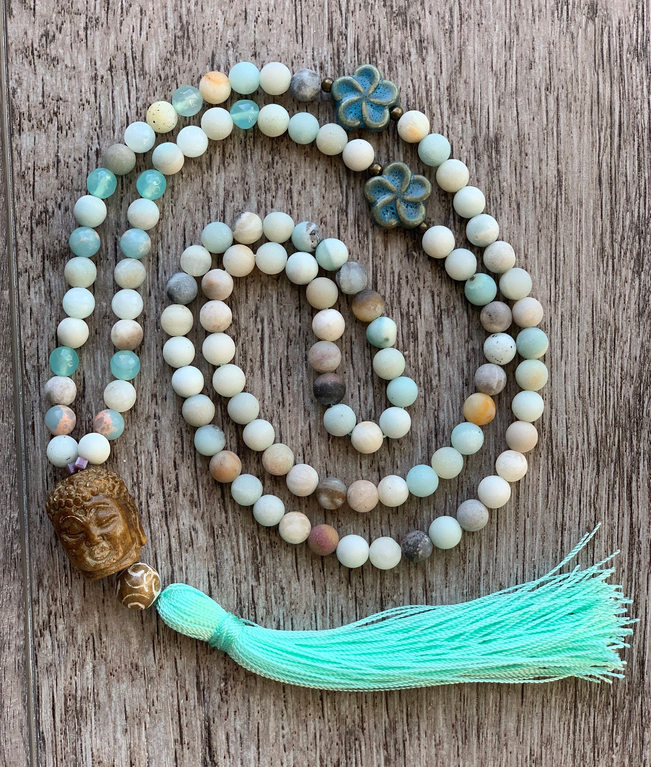 108 Mala Beads Mala Necklace Beaded Gemstone Necklace Long | Etsy