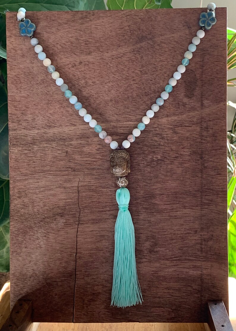 108 Mala Beads Mala Necklace Beaded Gemstone Necklace Long | Etsy